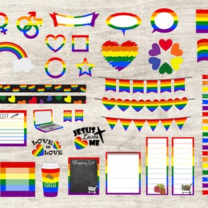 LGBT Digital Planner Stickers, Gay Pride Stickers, Pre-cropped ...
