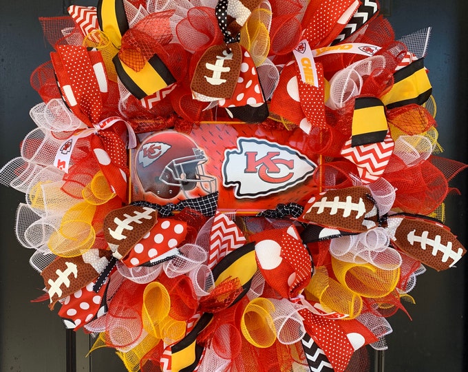 Chiefs Wreath, Kansas City Chiefs Fan Wreath, NFL Football Wreath, - Etsy