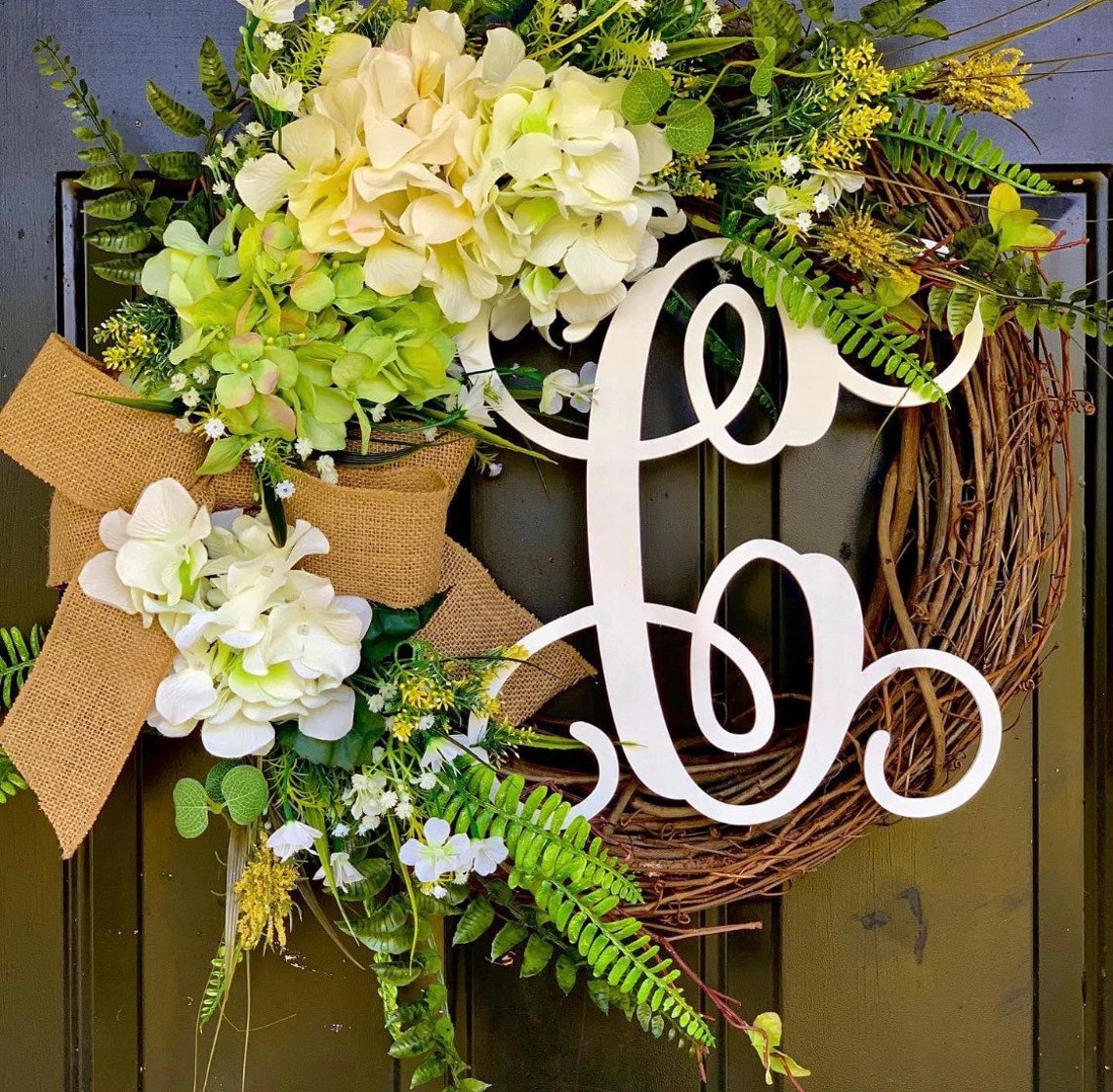 Initial Wreath, Grapevine Wreath,monogram Grapevine Wreath, Front Door ...