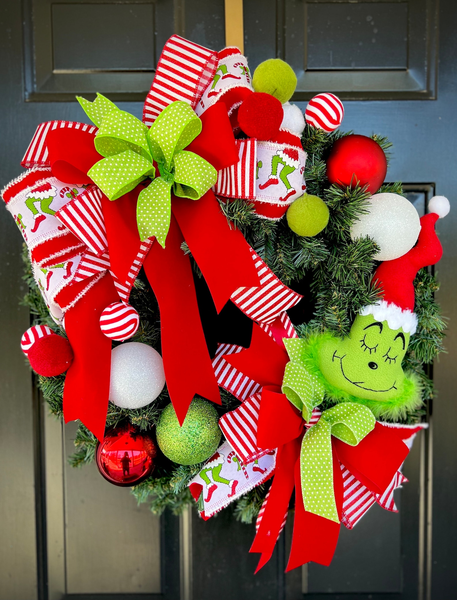 Grinch Wreath Christmas Wreath Merry Grinchmas Holiday Wreath Red ...