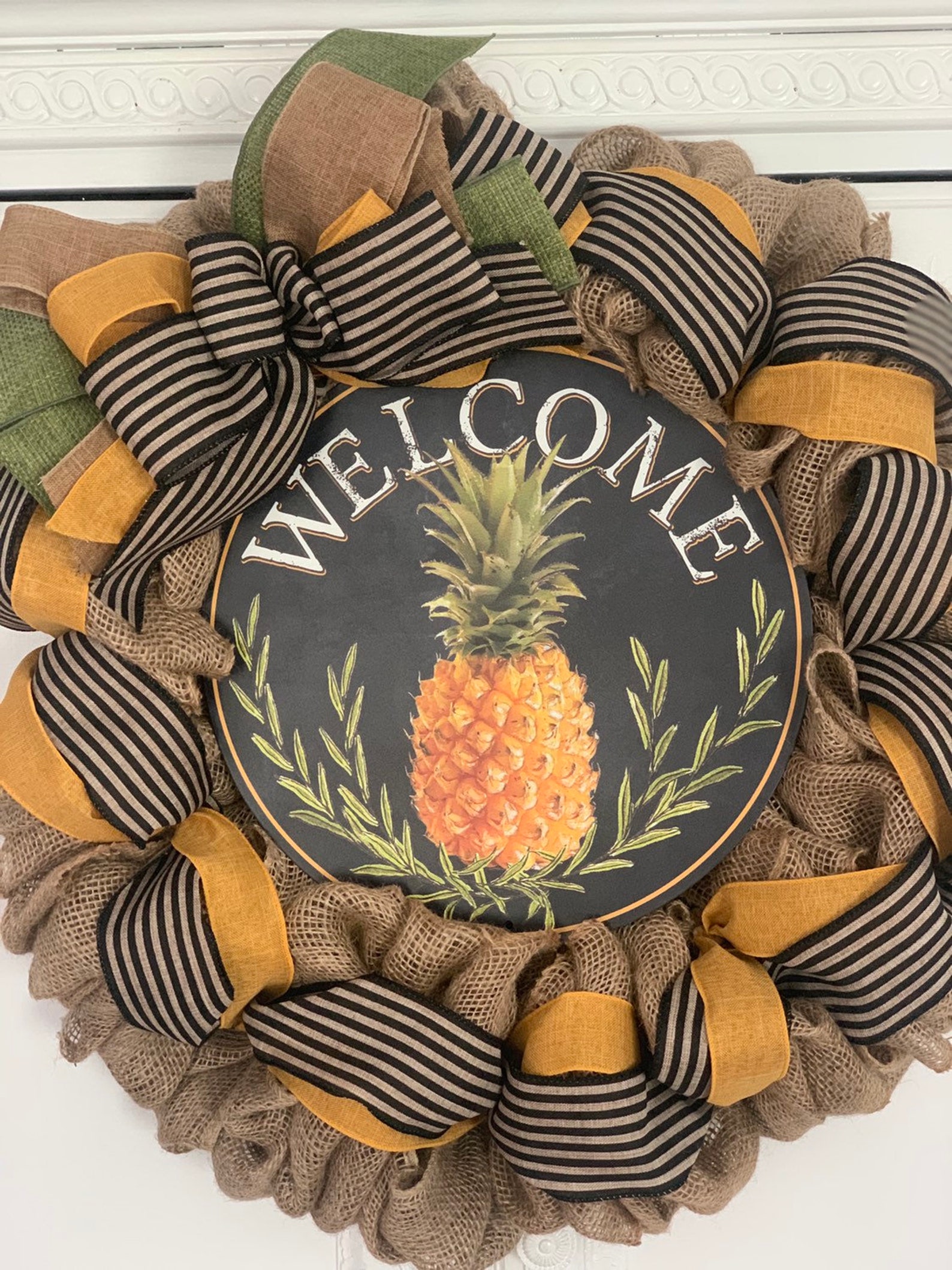 Welcome Pineapple Wreath, Pineapple Burlap Wreath, Pineapple Wreath ...