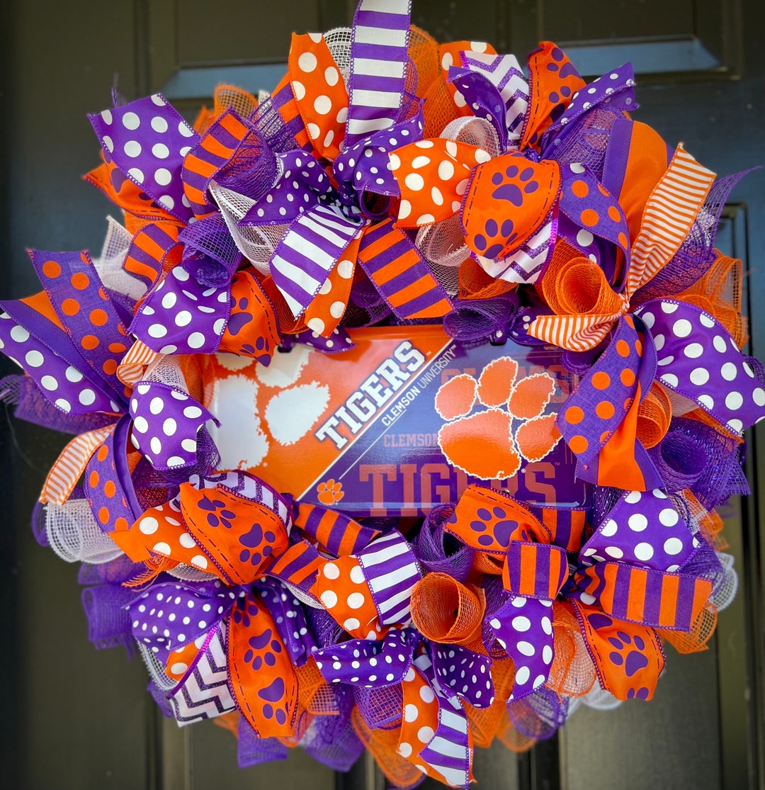 Clemson Wreath Tiger Wreath Clemson Fan Gift Clemson - Etsy