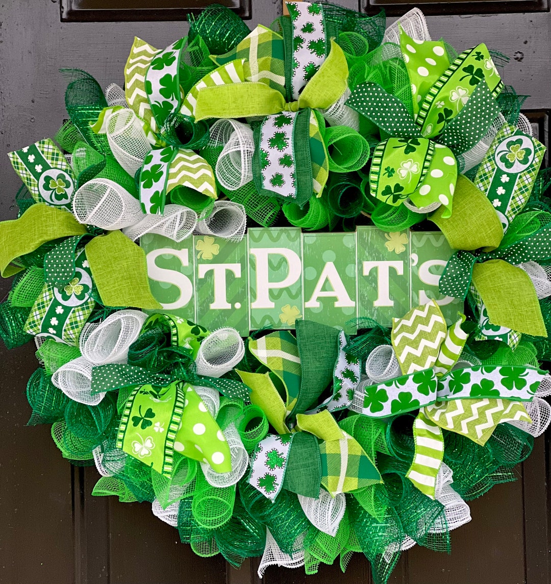 St Patrick's Day Wreath Front Door Wreath Irish Wreath. Green Wreath St ...