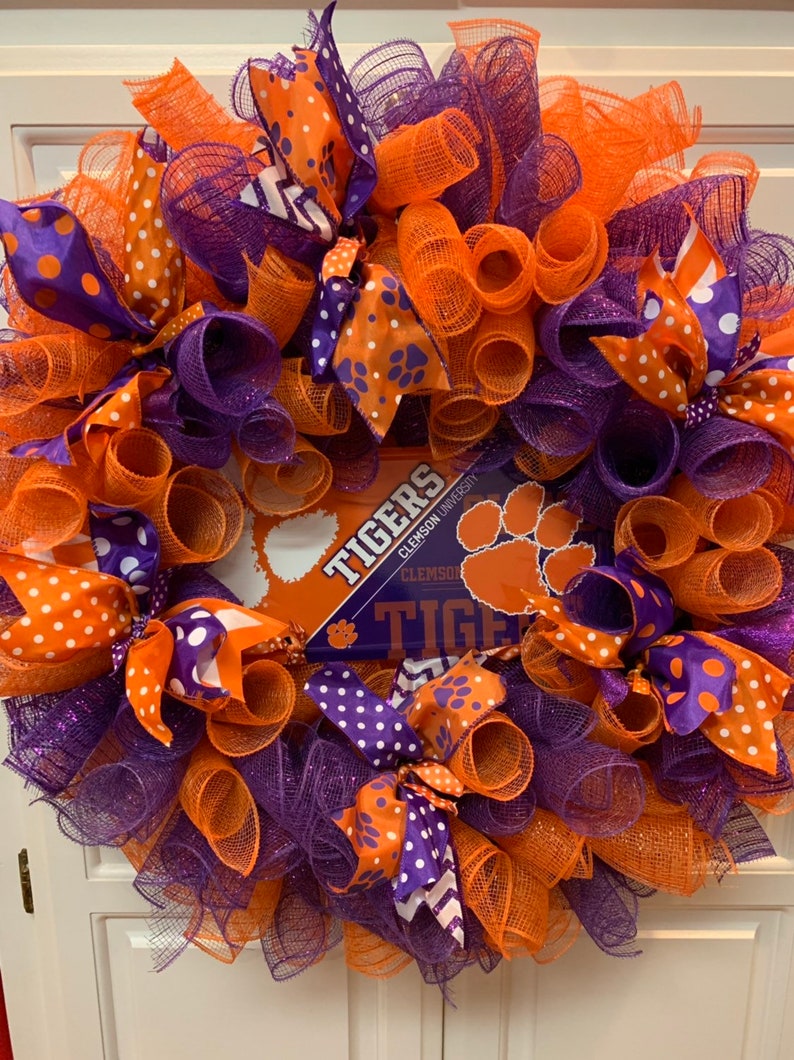 Clemson Wreath Tiger Wreath Clemson Fan Gift Clemson - Etsy