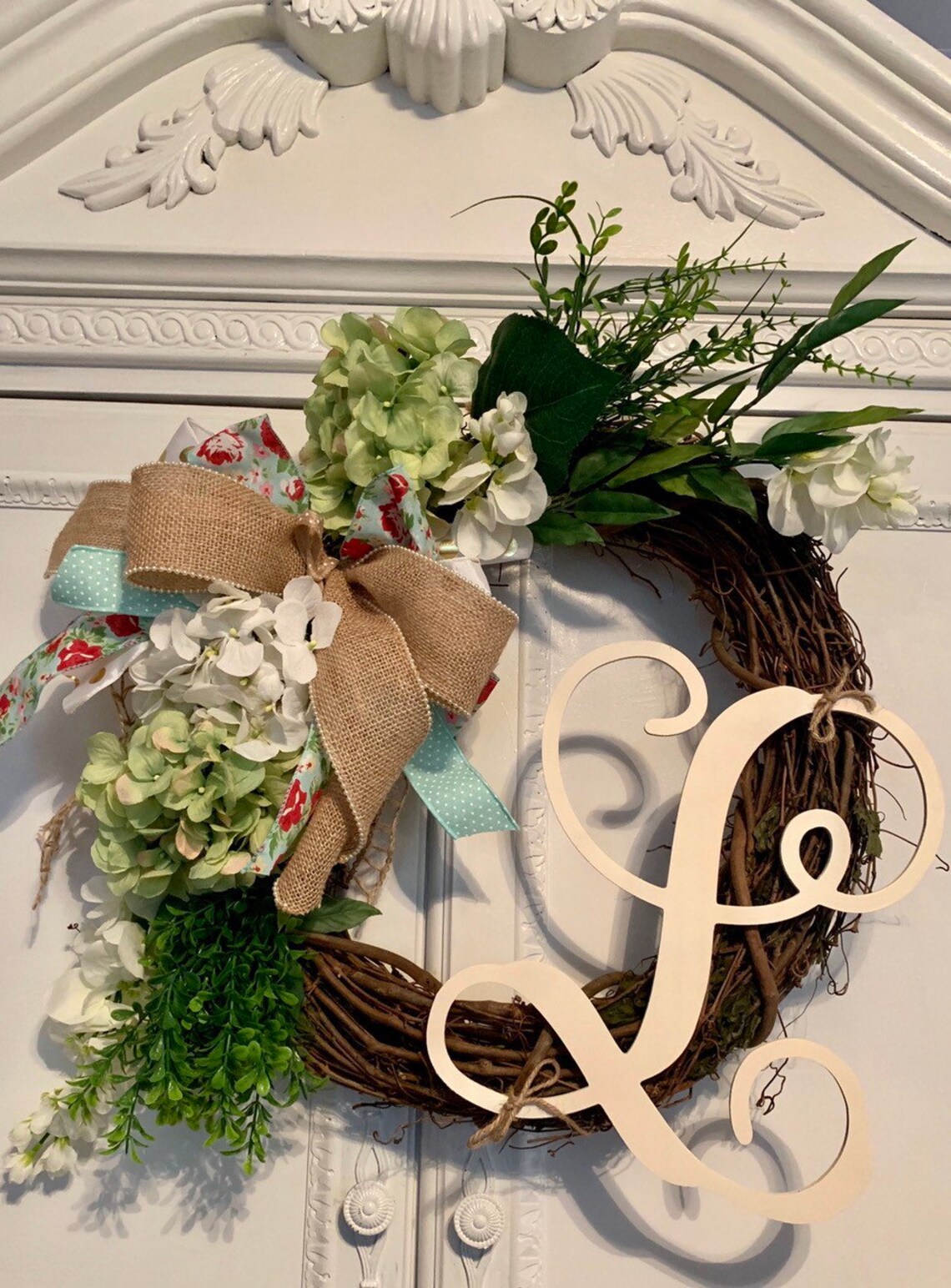 Initial Wreath,grapevine Everyday Wreath,monogram Wreath,grapevine ...