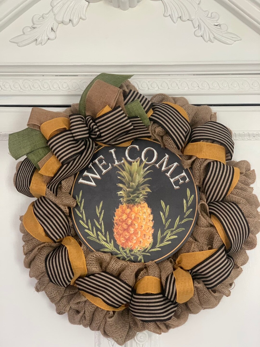 Welcome Pineapple Wreath, Pineapple Burlap Wreath, Pineapple Wreath ...