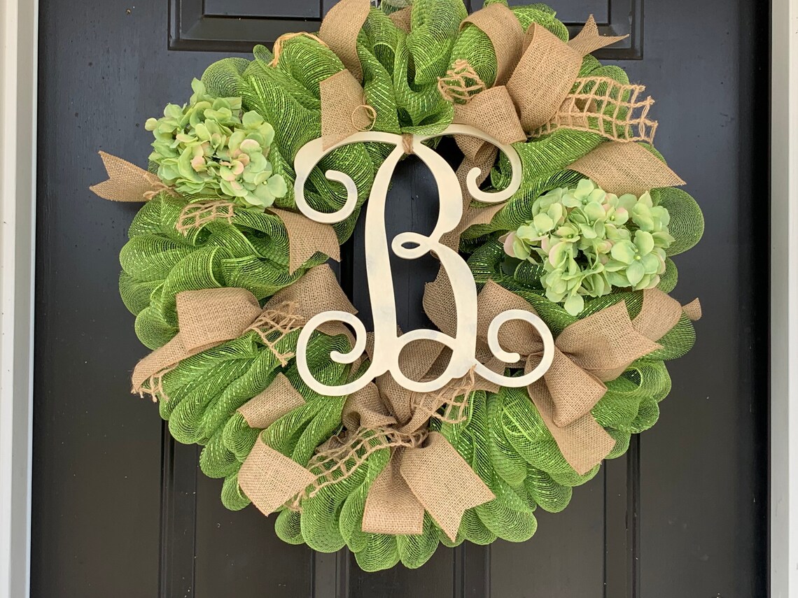 Front Door Wreath Initial Wreath Spring Wreath Everyday Wreath - Etsy