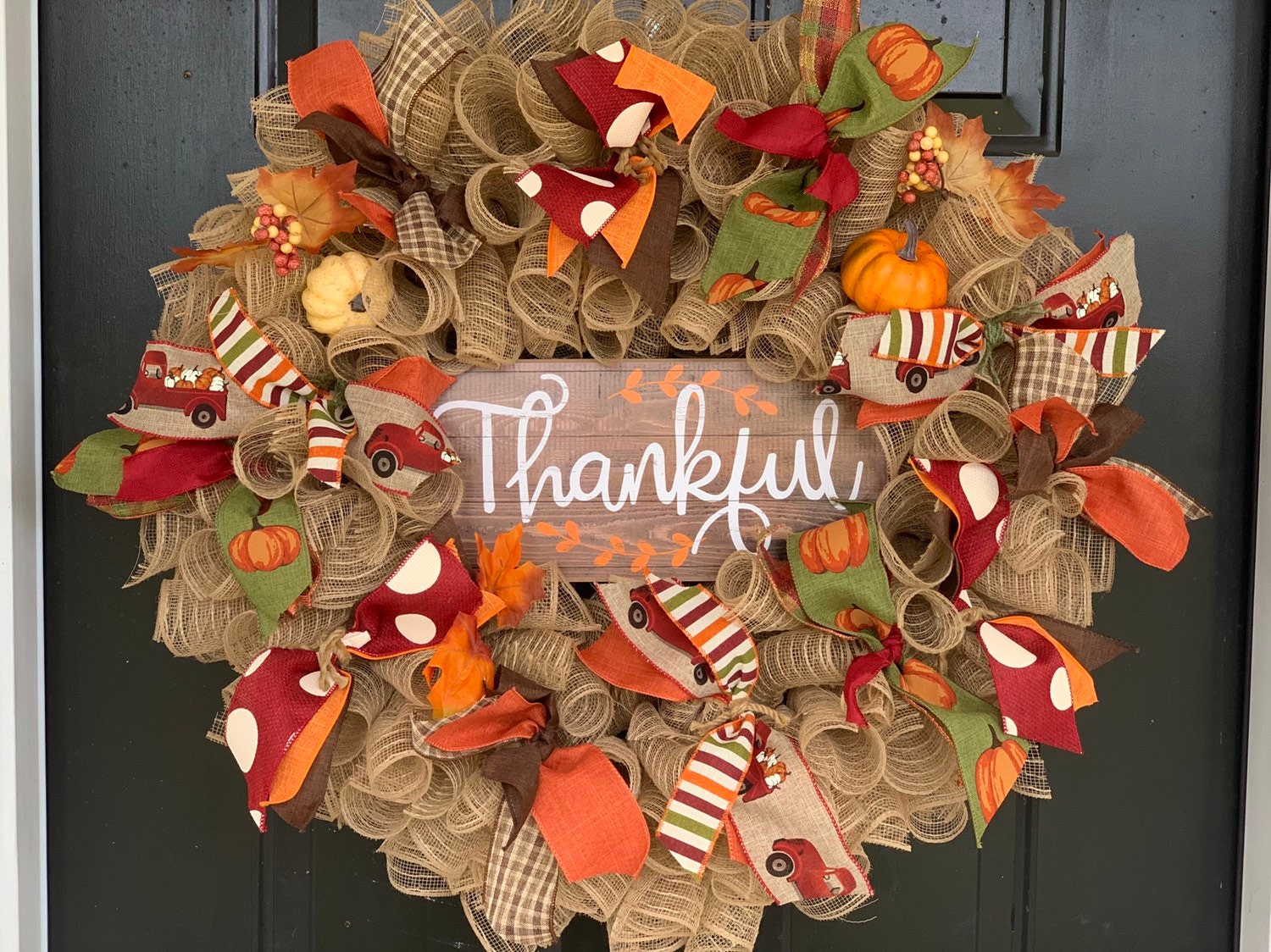 Fall Wreath thankful Wreath burlap Mesh Thanksgiving Wreath - Etsy
