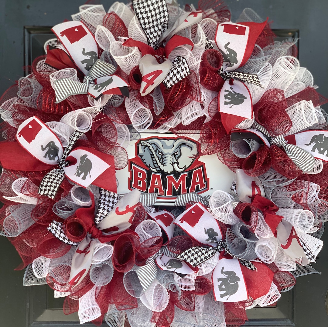Alabama Wreath,roll Tide Wreath,crimson Tide Wreath,alabama Fan Wreath ...