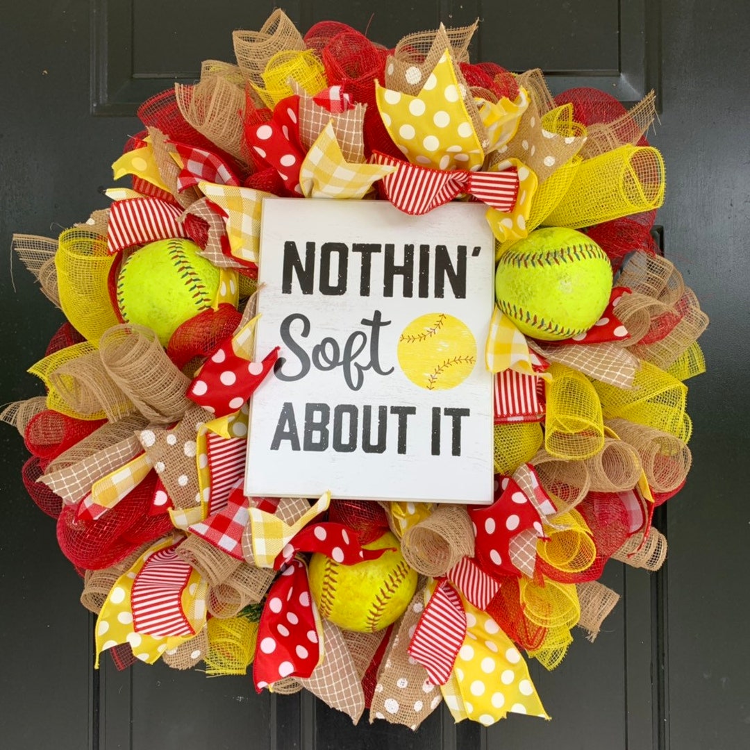 Softball Wreath/softball Wreath Nothing Soft About It/ Softball ...
