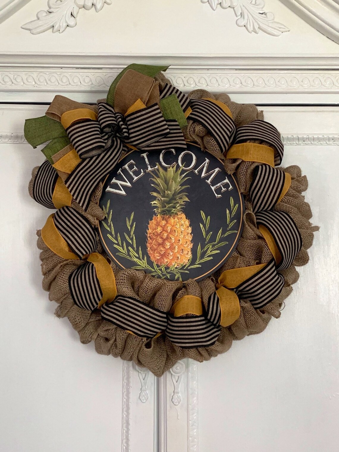Welcome Pineapple Wreath, Pineapple Burlap Wreath, Pineapple Wreath ...