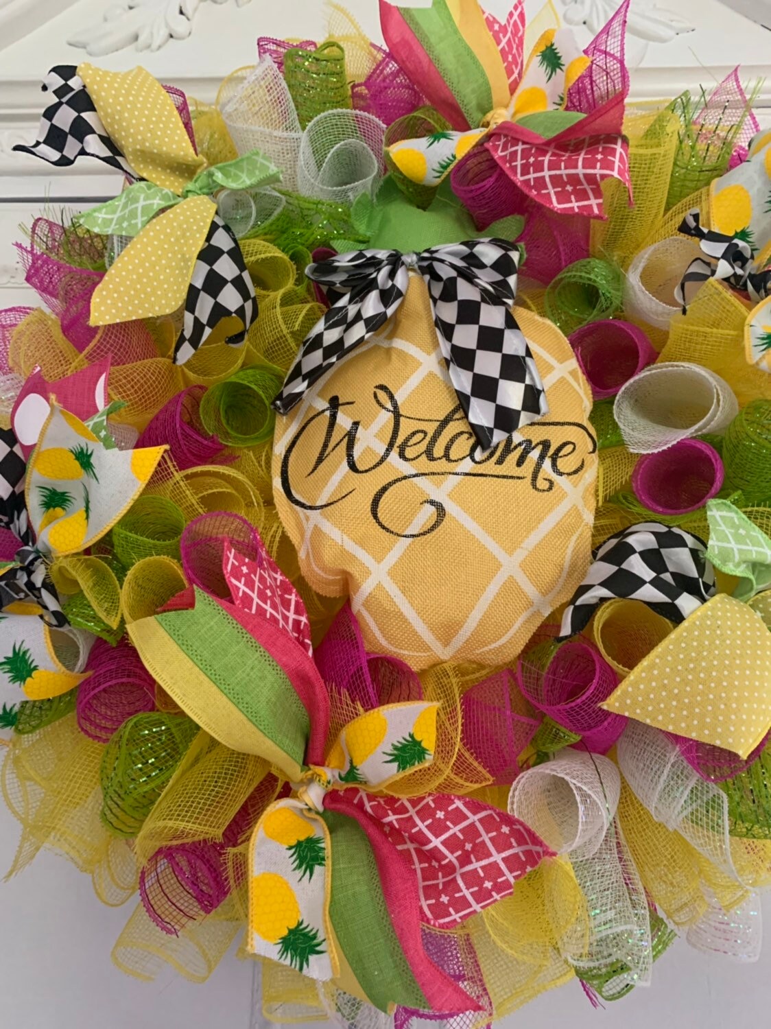Welcome Pineapple Wreath/pineapple Wreath/summer Pineapple Wreath ...