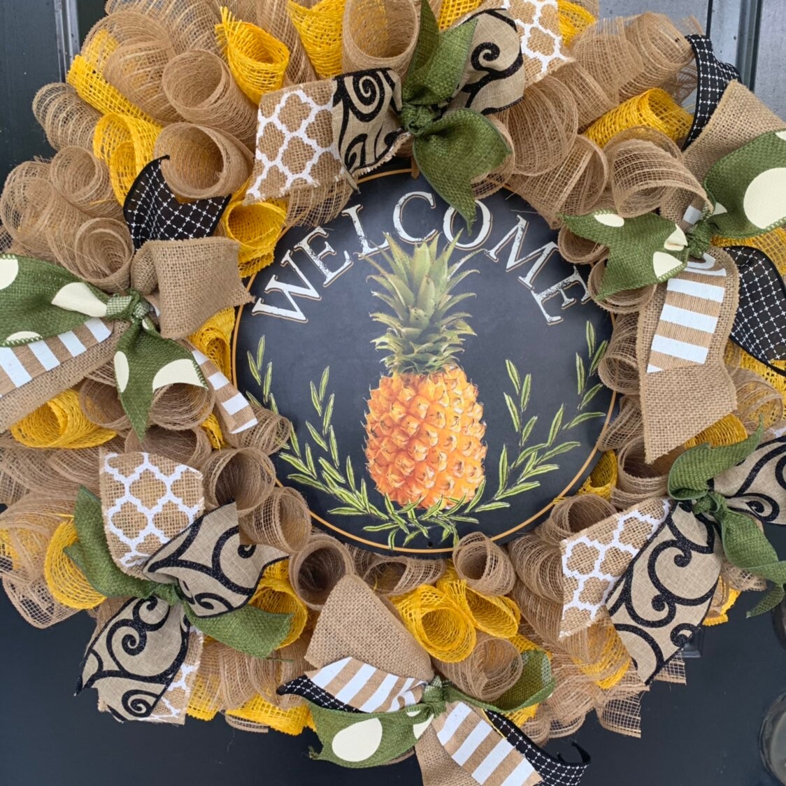 Burlap Fall Wreath Welcome Pineapple Wreath Fall Front Door - Etsy