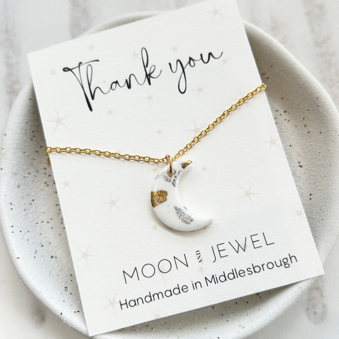 Thank You Gift for Her, Thank You Moon Necklace Gift, 18inch Gold ...