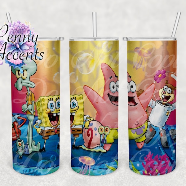 Spongebob Skinny Tumbler Png - Etsy