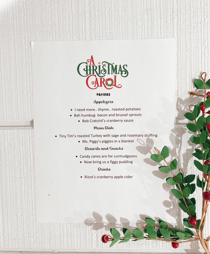 Christmas Movie Dinner Menus - Etsy
