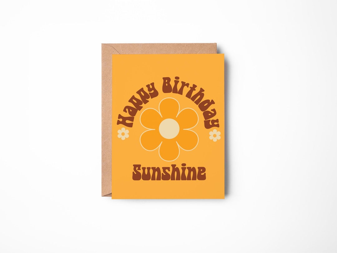 Retro Happy Birthday Card | 60’s – 70’s Style Card | Hippie Card | Gift ...