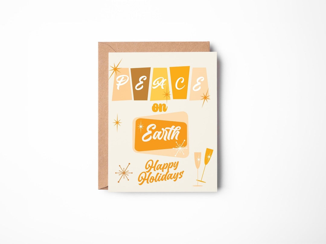 Retro Holiday Card 60s 70s Style Card Hippie Card Gift for Her Greeting ...