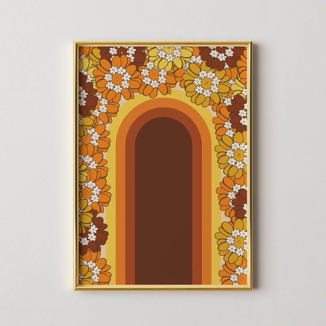 Flowers and Rainbow Print,70's Wall Art,70's Decor,hippie Art,70s Home ...