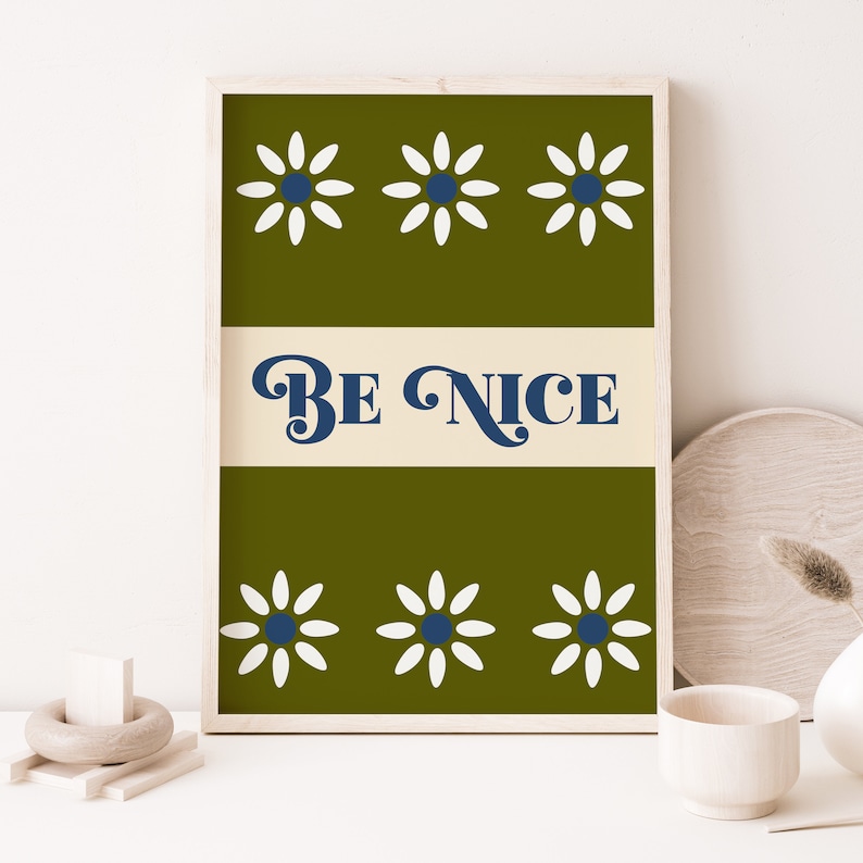 Be Nice Printable Wall Artinstant Download70's Wall - Etsy