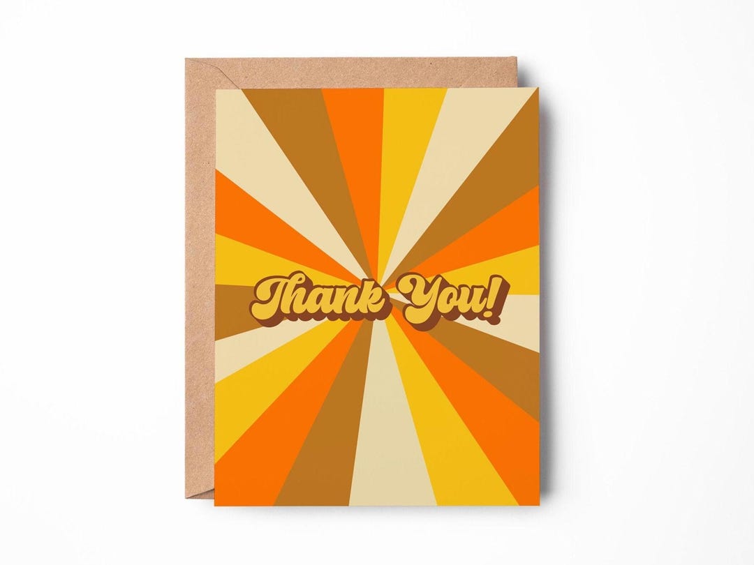 Retro Thank You Card 60s 70s Style Card Hippie Card Gift for Her ...