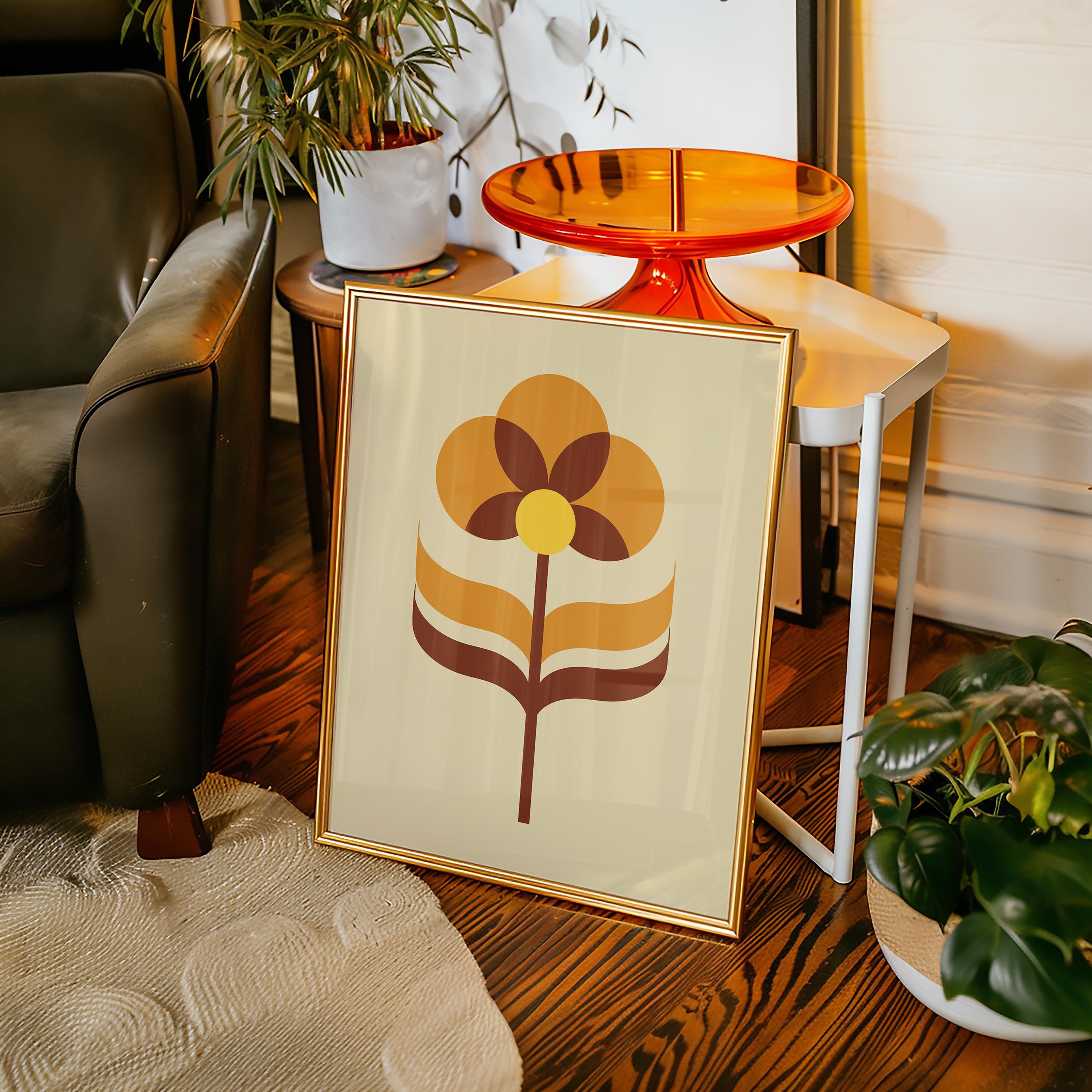 Retro 70s Flower Giclee Print, Orange and Brown Wall Art - Etsy