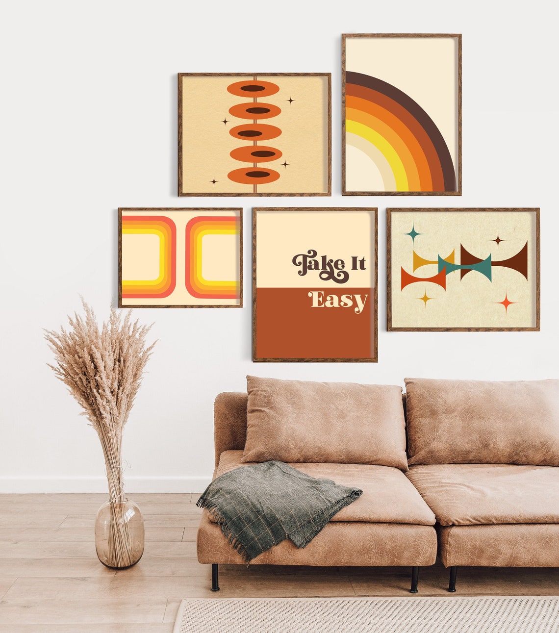 70s Retro Wall Art Prints, Gallery Set of 5 - Etsy