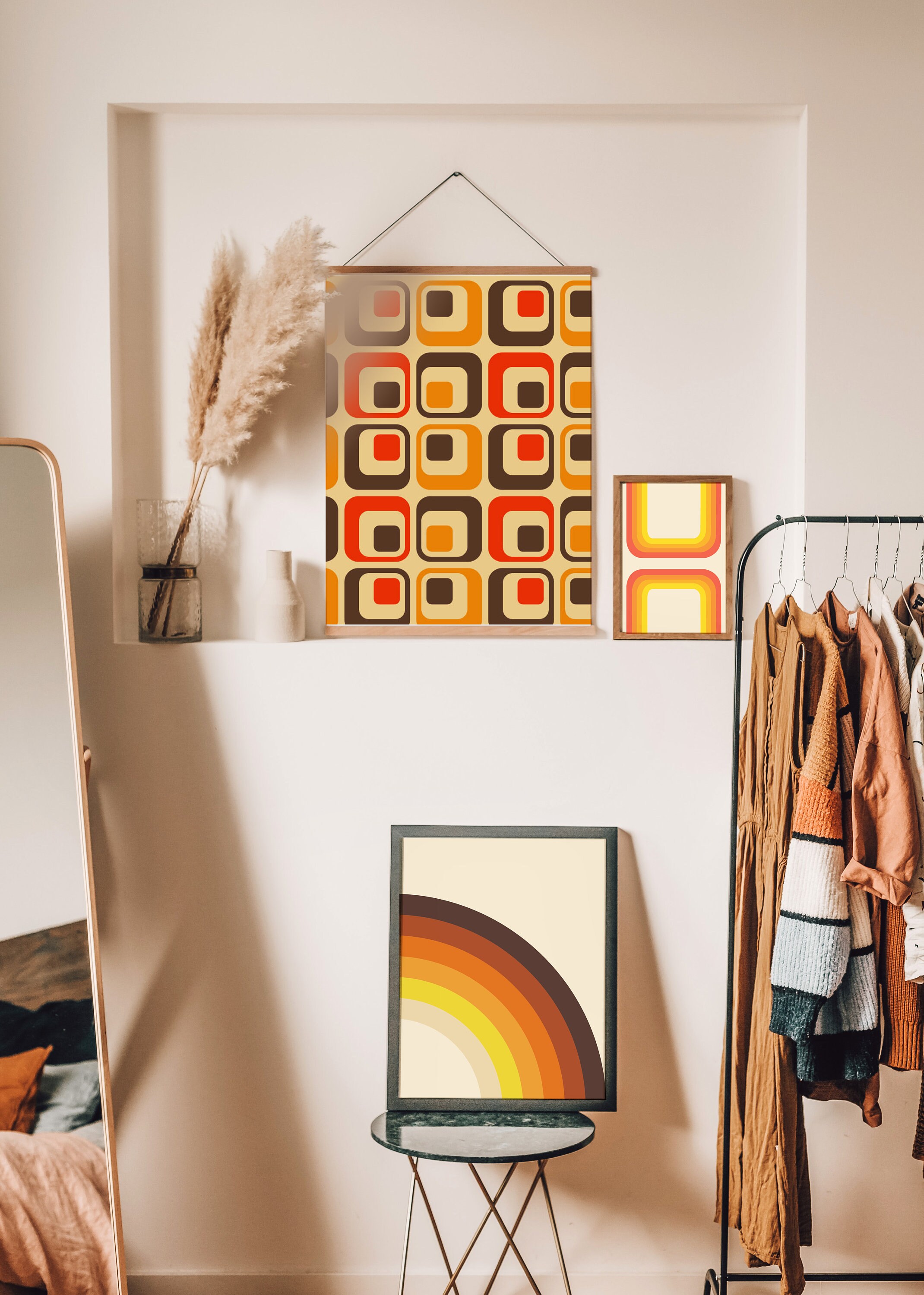 70s Sqaure Pattern Printable Wall Artinstant Downloadretro | Etsy