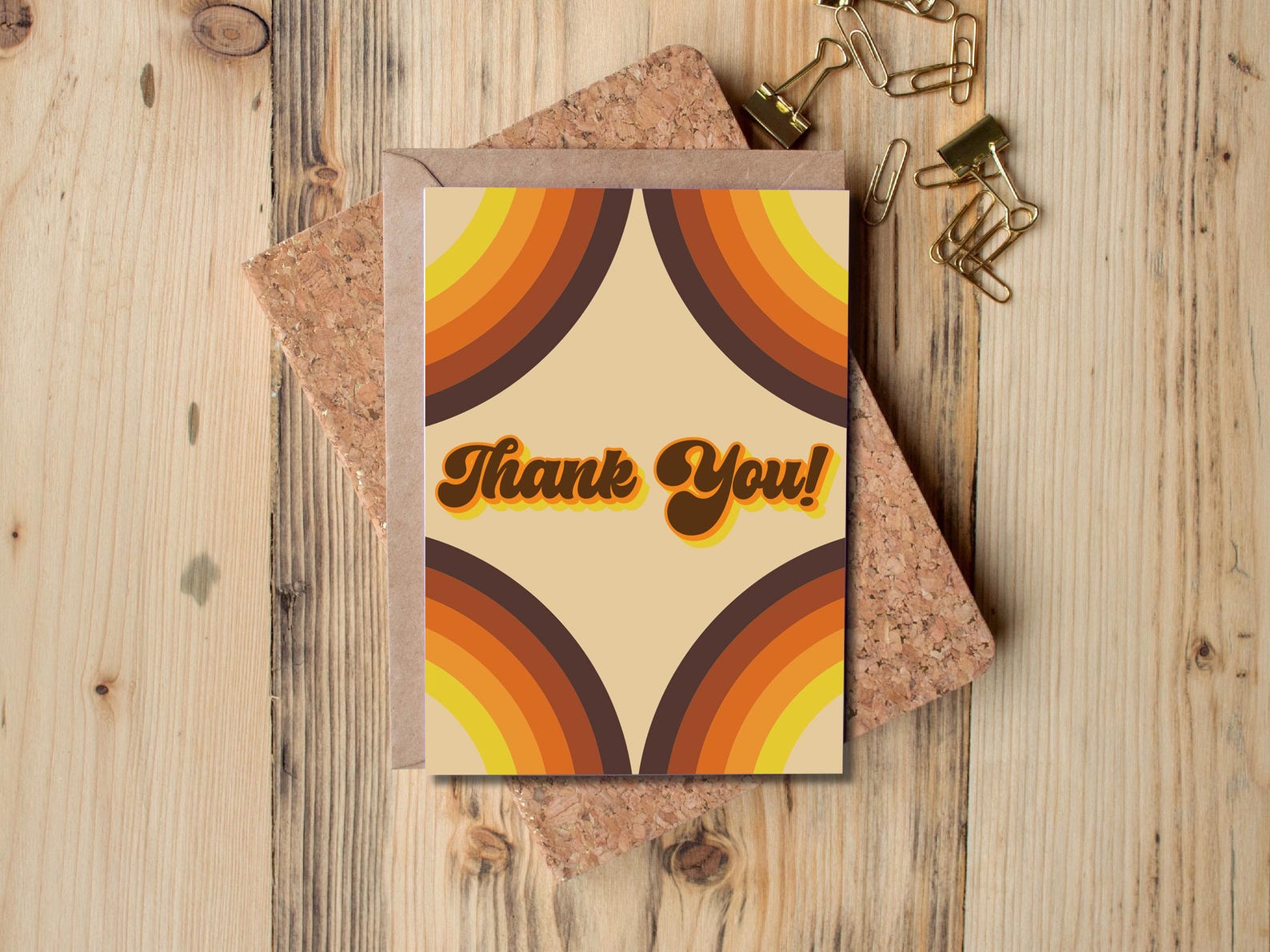 Retro Thank You Card | 60’s – 70’s Style Card | Hippie Card | Gift for ...