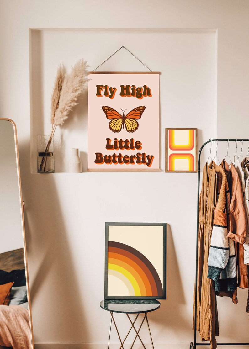 Fly High Little Butterfly Printable Wall Art, Instant Download,70's ...