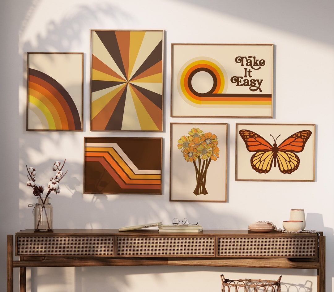 70s Retro Gallery Wall Art Prints, Set of 6 (UNFRAMED PRINT) - Etsy
