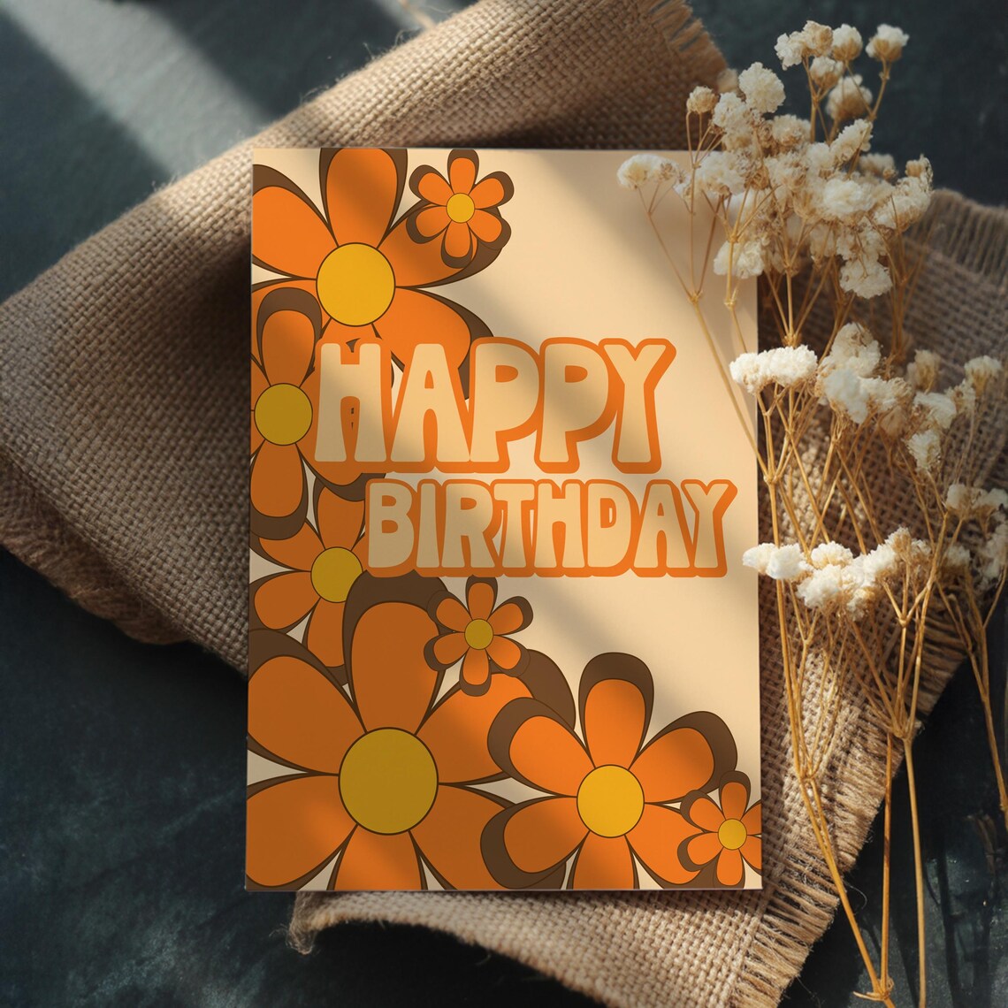 Retro Happy Birthday Card | 60’s – 70’s Style Card | Hippie Card | Gift ...