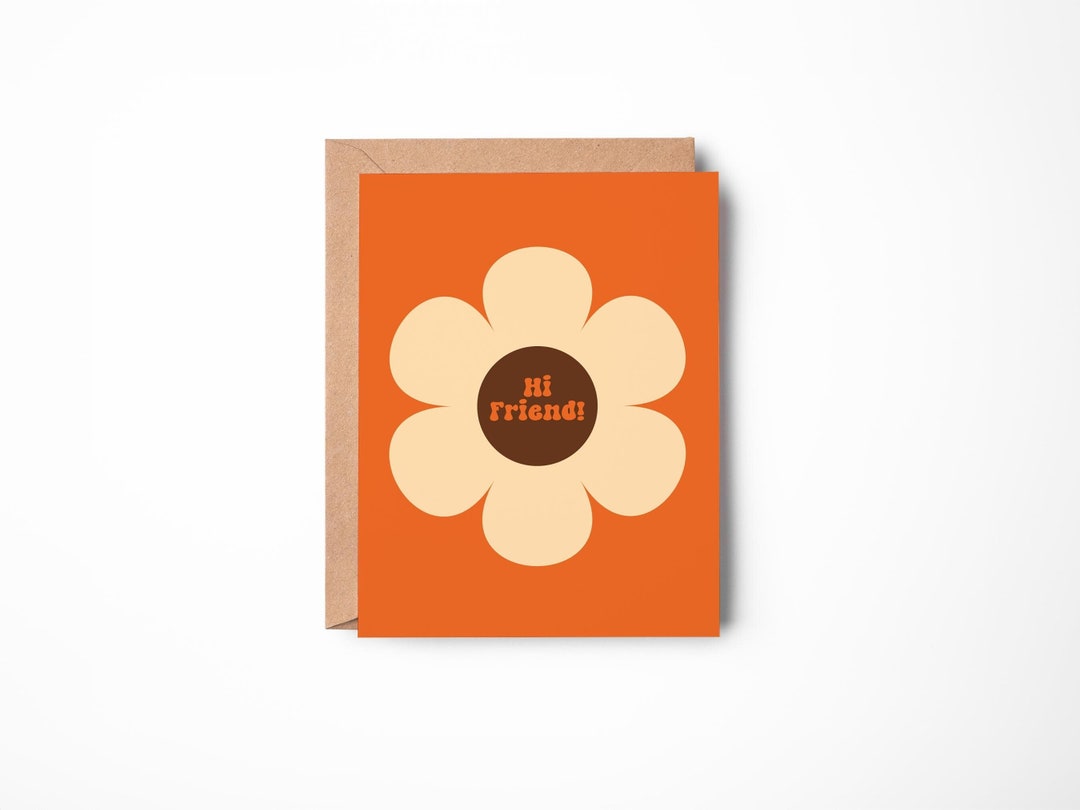 Hi Friend Card Retro| 60’s – 70’s Style Card | Hippie Card | Gift for ...