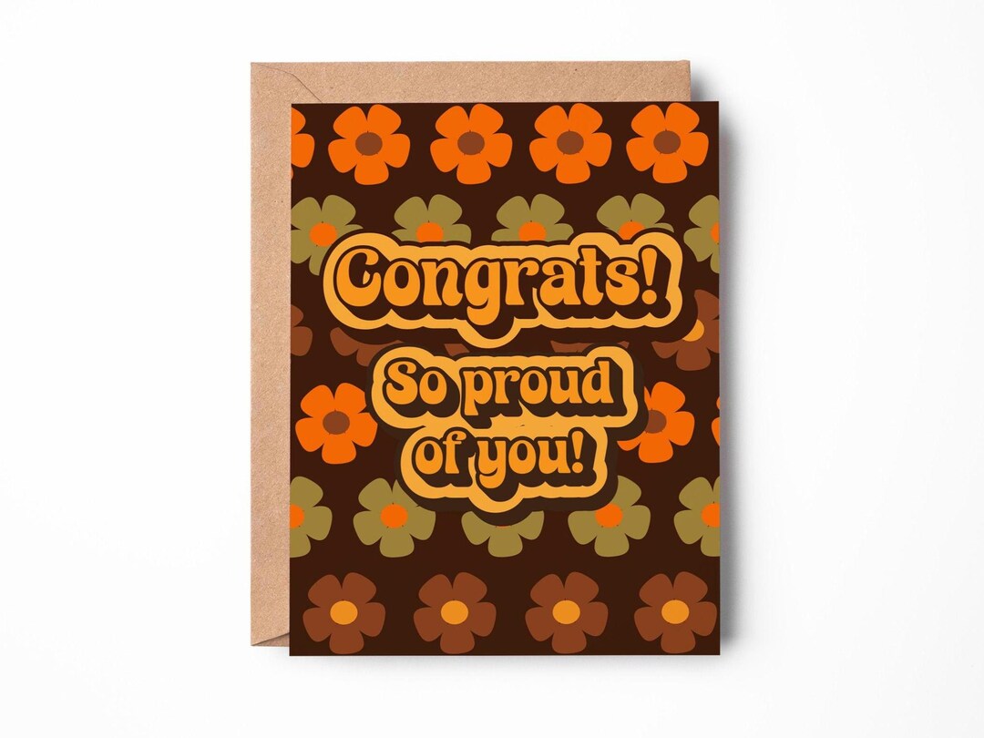 Congrats! so Proud of You Card | 60’s – 70’s Style Card | Hippie Card ...