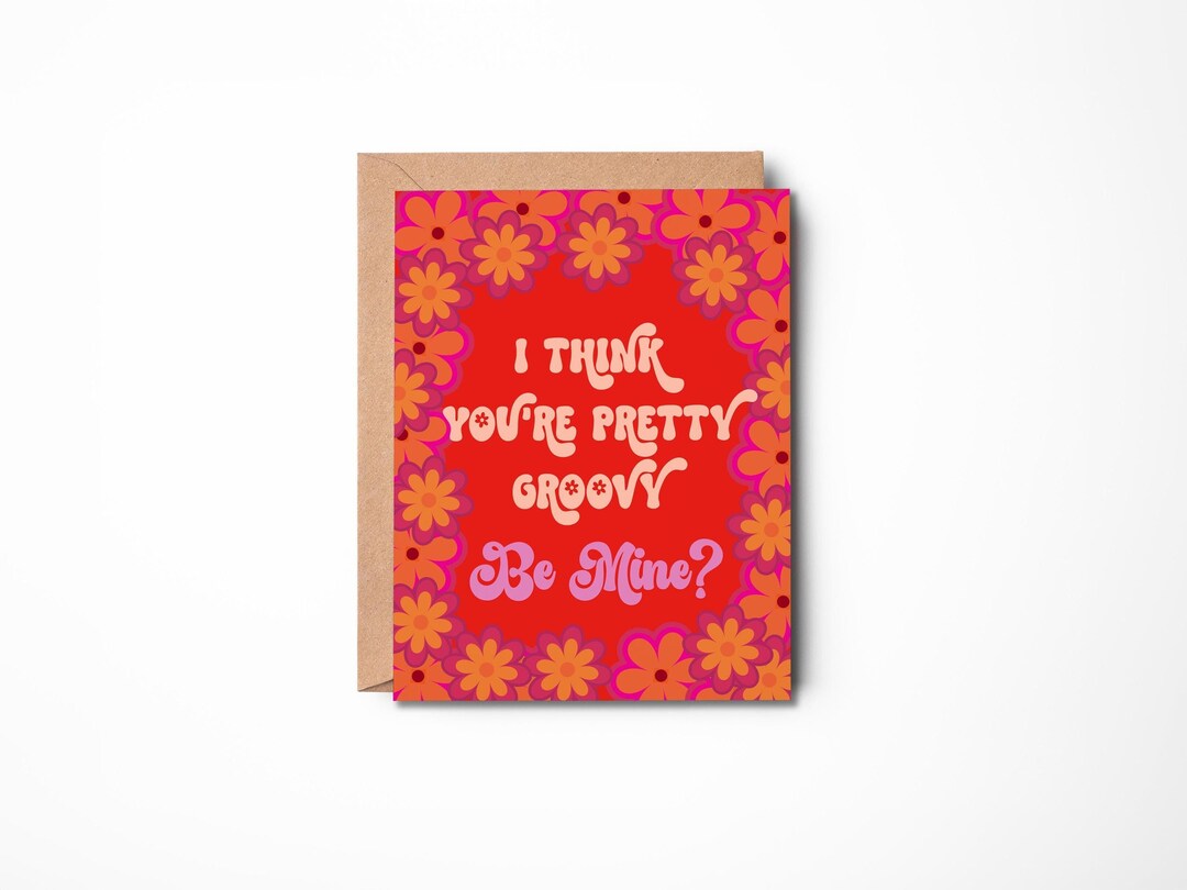 Retro Valentines Day Card 60s 70s Style Card Hippie Card Gift for Her ...