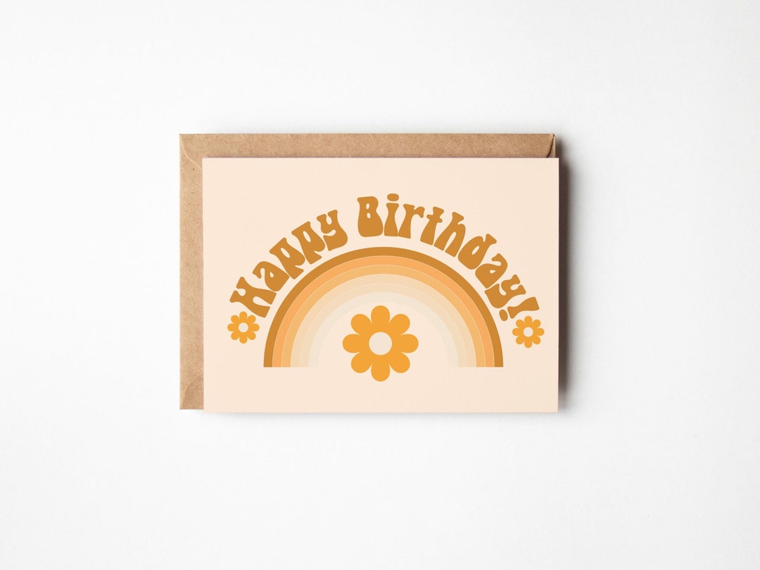 Retro Happy Birthday Card | 60’s – 70’s Style Card | Hippie Card | Gift ...