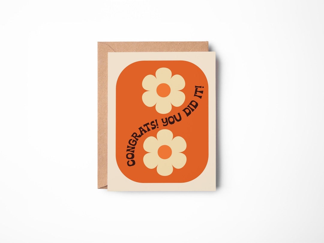 Retro Congratulations Card | 60’s – 70’s Style Card | Hippie Card ...