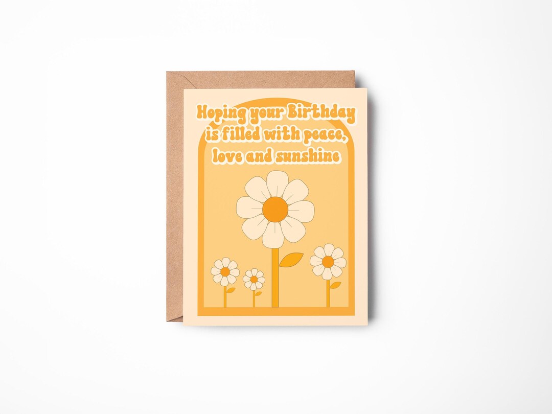 Retro Birthday Card | 60’s – 70’s Style Card | Hippie Card | Gift for ...