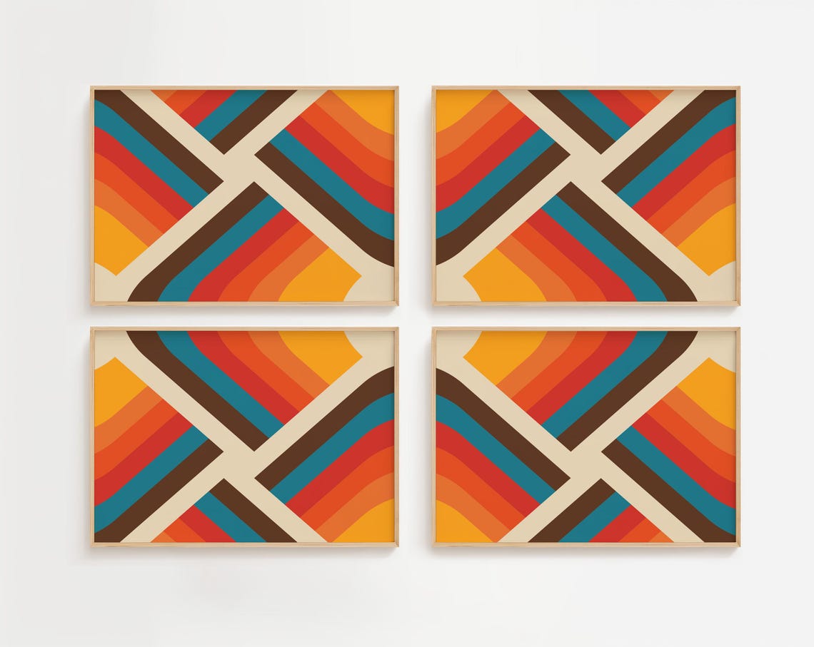 70s Retro Wall Art Prints, Set of 4 (unframed) - Etsy