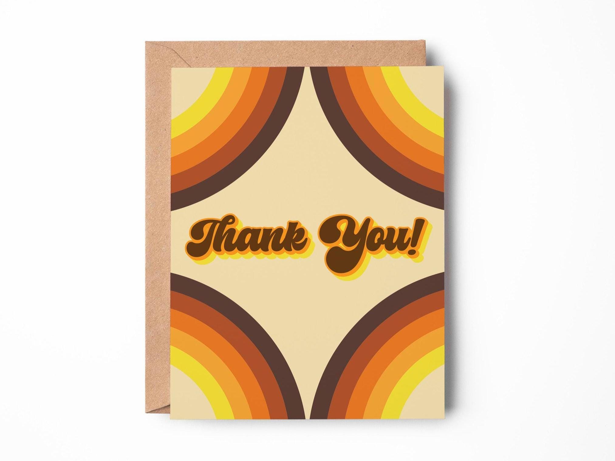 Retro Thank You Card | 60’s – 70’s Style Card | Hippie Card | Gift for ...