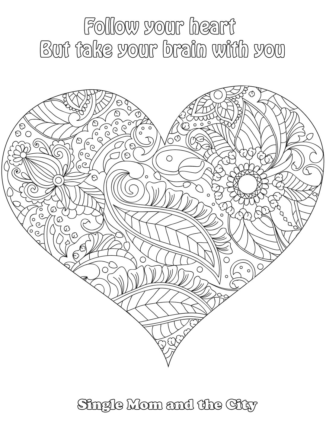 Follow Your Heart JPG Coloring Page With Quote - Etsy