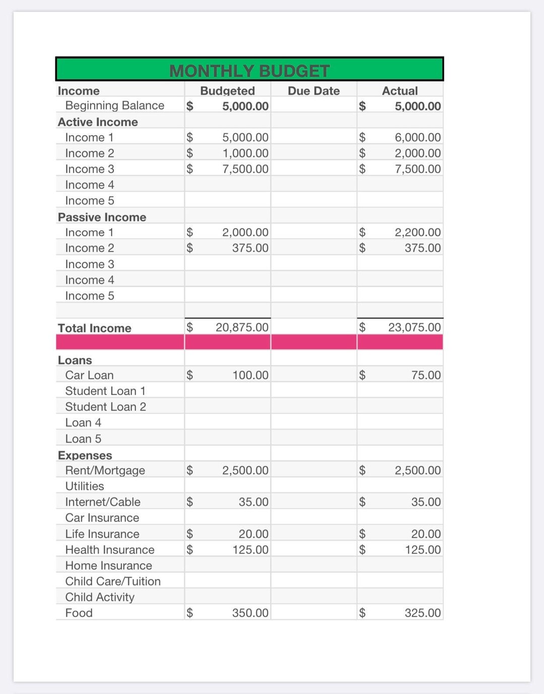 Excel Spreadsheet + Bonus!! - Etsy