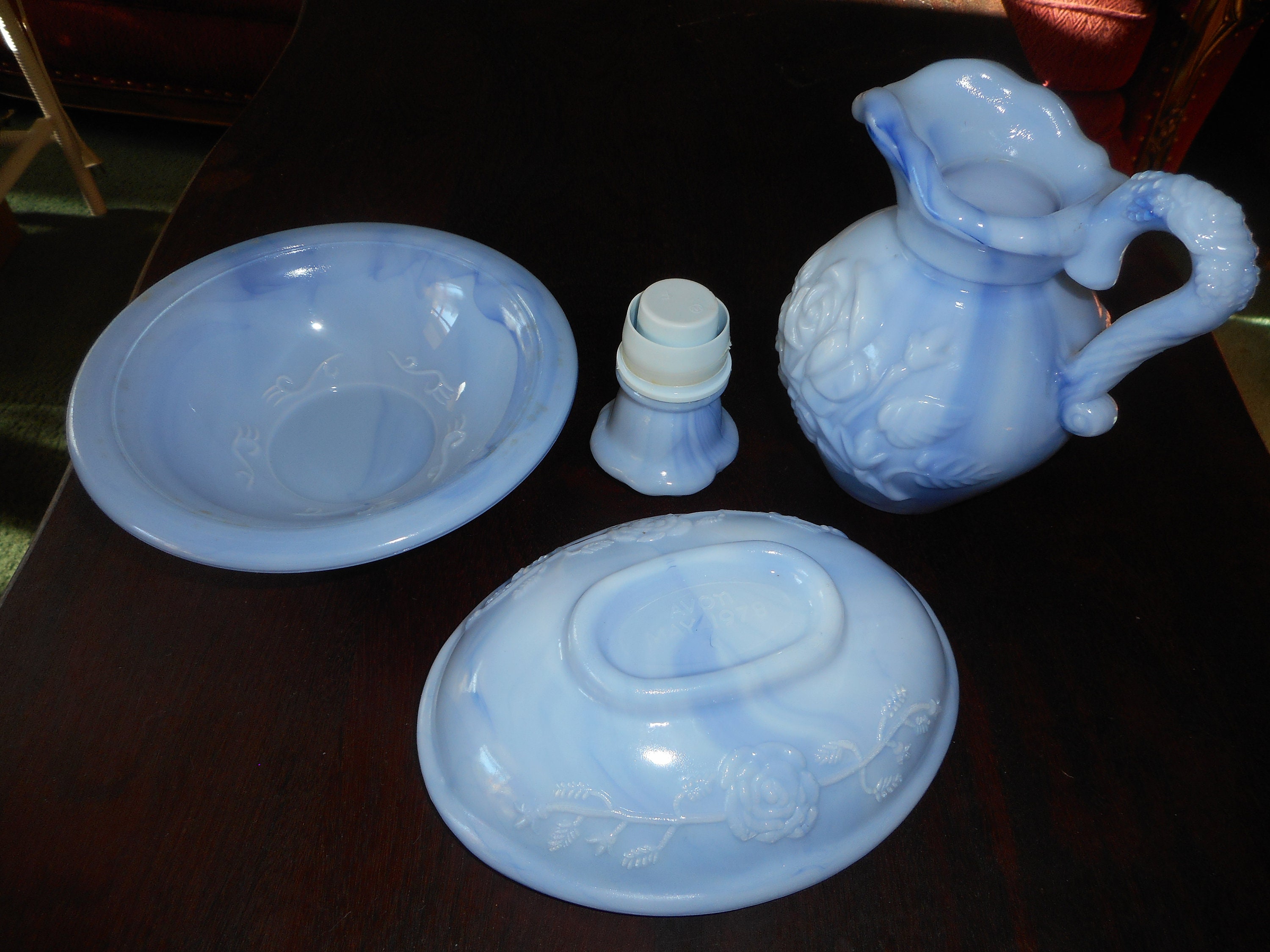 Vintage Avon May 1978 Blue Victorian Rose Bubble Bath Decanter W ...