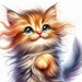 9 Zany Baby Kittens Clipart, Watercolor Cute Kitten Clipart, Kitty Clip ...