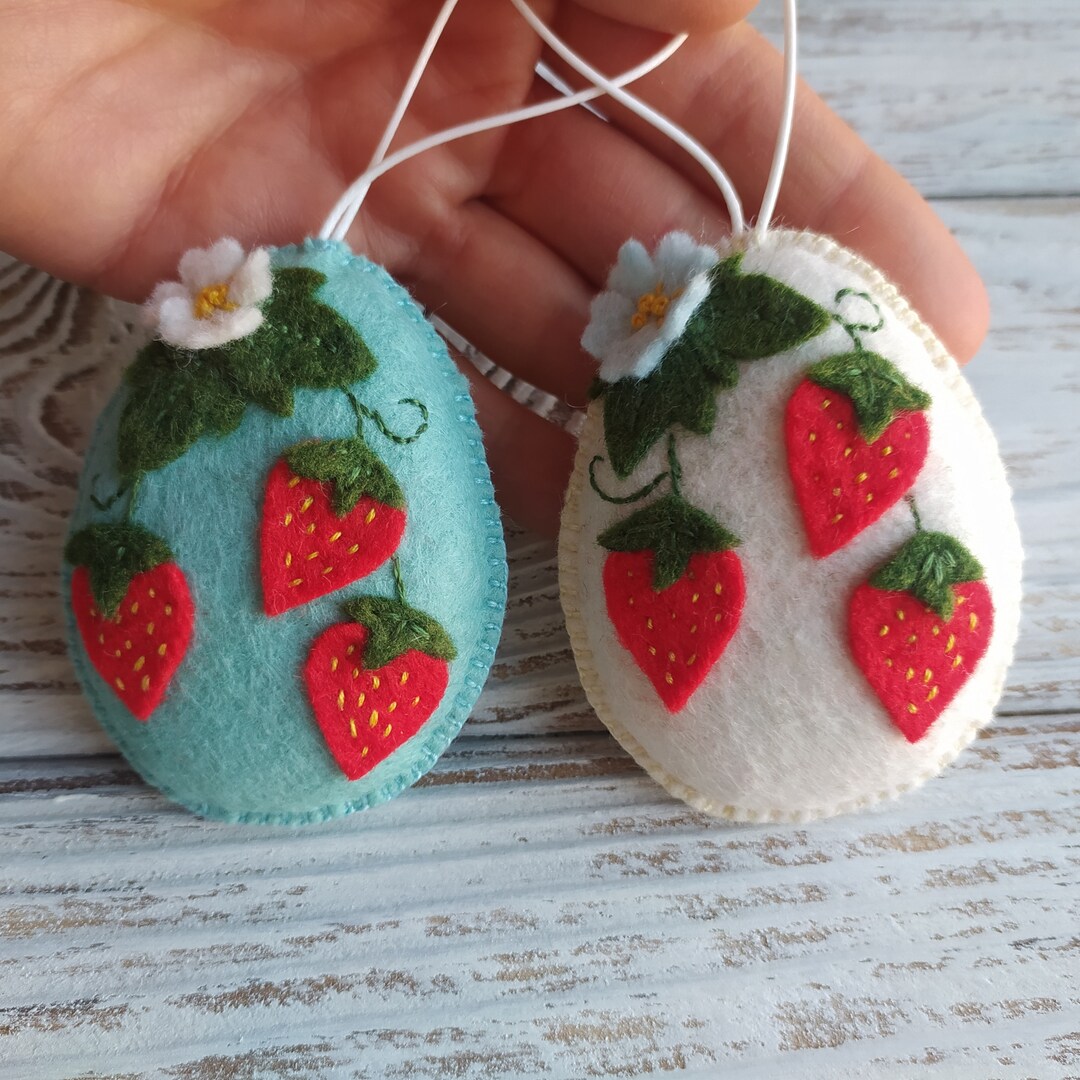 Easter Decor Easter Eggs Felt Ornament Set of 2 Felt Eggs Ornament With ...