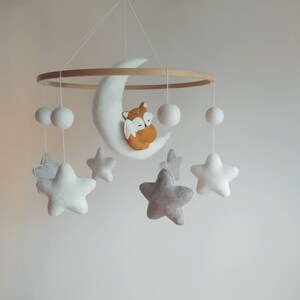 Fox on the Moon Mobile Star Musical Mobile Baby Mobile Bebe - Etsy