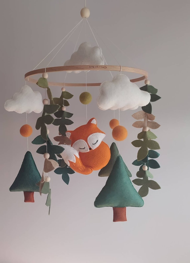 Fox Musical Baby Mobile Woodland Nursery Decor Fox Mobile Felt - Etsy