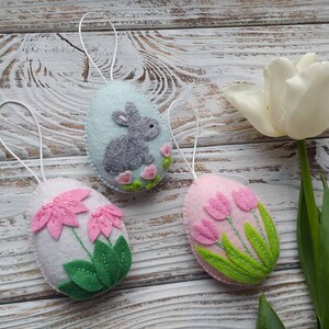 Easter Decor Easter Eggs Felt Ornament Set of 3 - Etsy