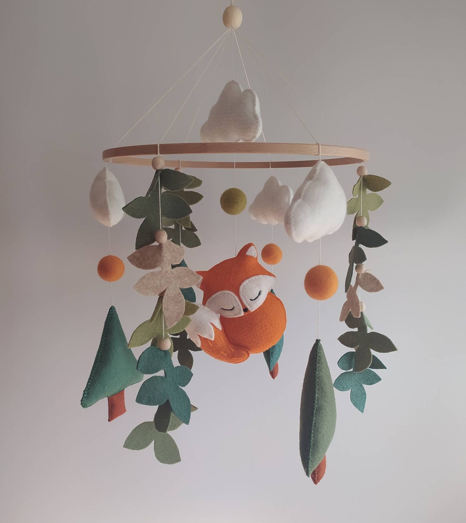Fox Musical Baby Mobile Woodland Nursery Decor Fox Mobile Felt - Etsy