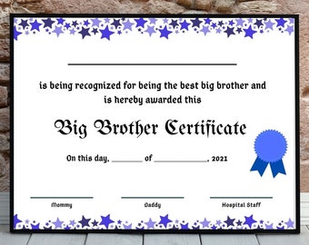 Brother Certificate - Etsy
